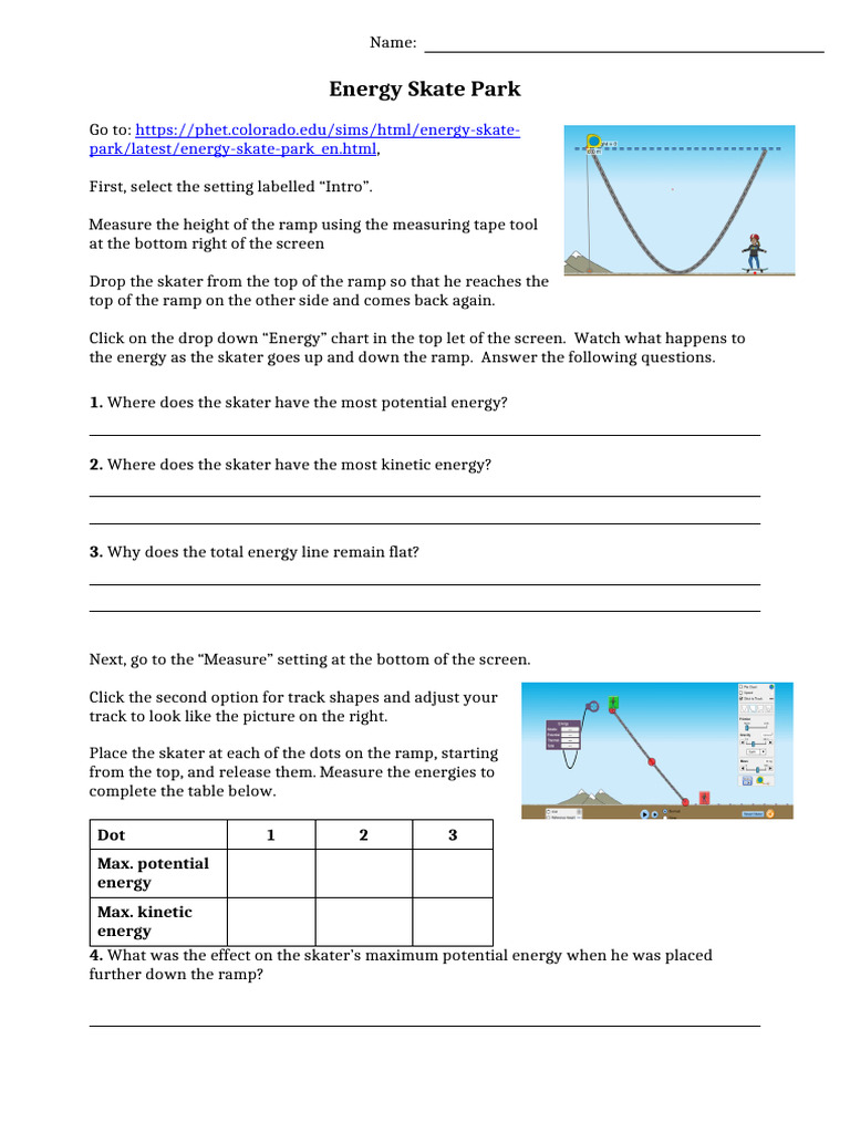 341 Physics Skate Park Phet Lab | PDF