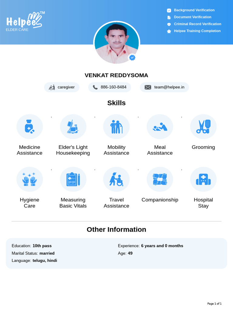 Caregiver Profile 688b5c15e63e5f3c9c767557 | PDF