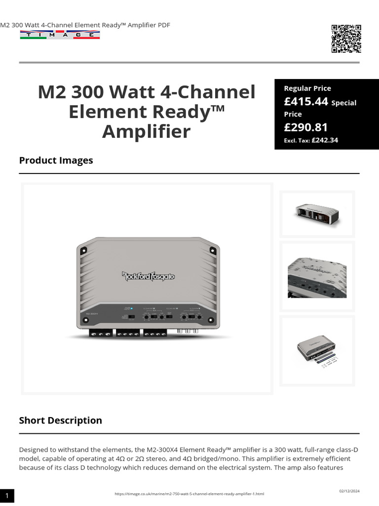 M2 300 Watt 4 Channel Element Ready Amplifier | PDF | Amplifier ...
