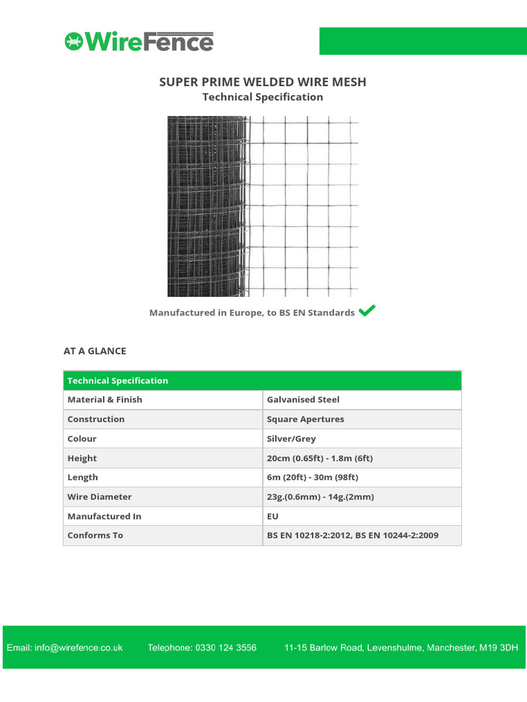 Wf PDF Welded Mesh Super Prime Data Sheet | PDF | Building Materials ...