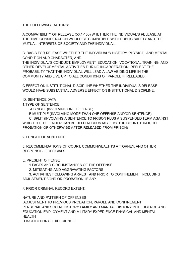 Parole Outline | PDF | Parole | Probation
