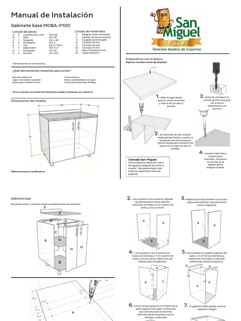 Manual de Instalación - Gabinete Base MOBA-P100 | PDF | Tornillo