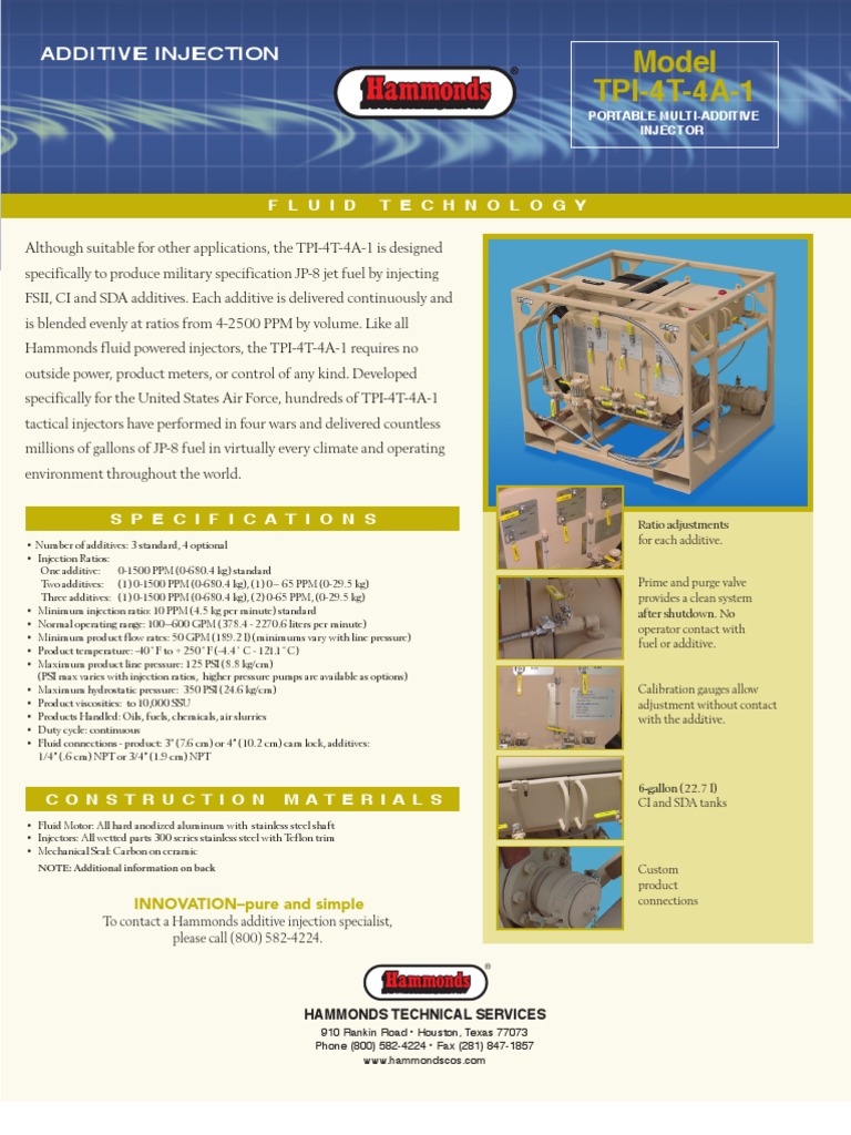 Additive Injector TPI-4T-4A-1 Spec Sheet | PDF | Fuel Injection ...