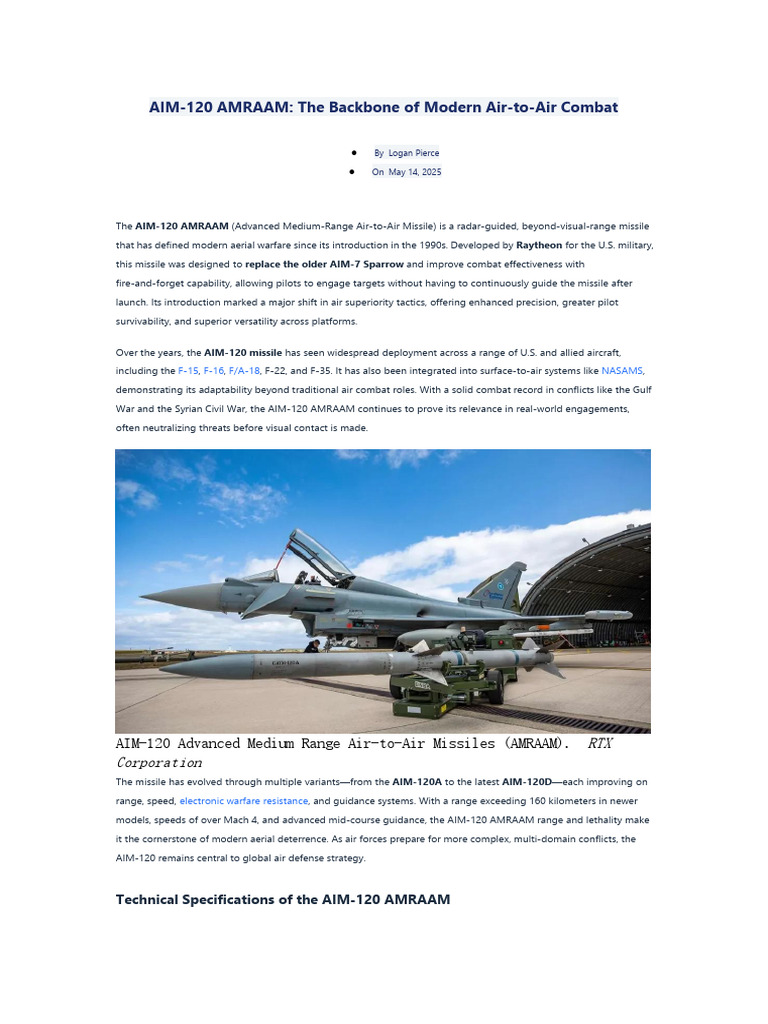 AIM-120 AMRAAM: Key to Air Superiority | PDF | Fighter Aircraft ...