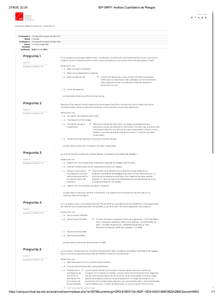 Eval 5 Iep Parte 1 Gestion Del Riesgo | PDF | Cognición