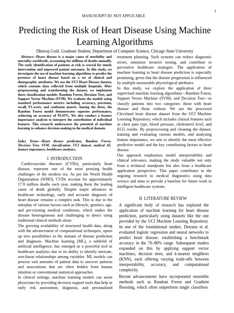 Predicting the Risk of Heart Disease Using Machine Learning Algorithms ...