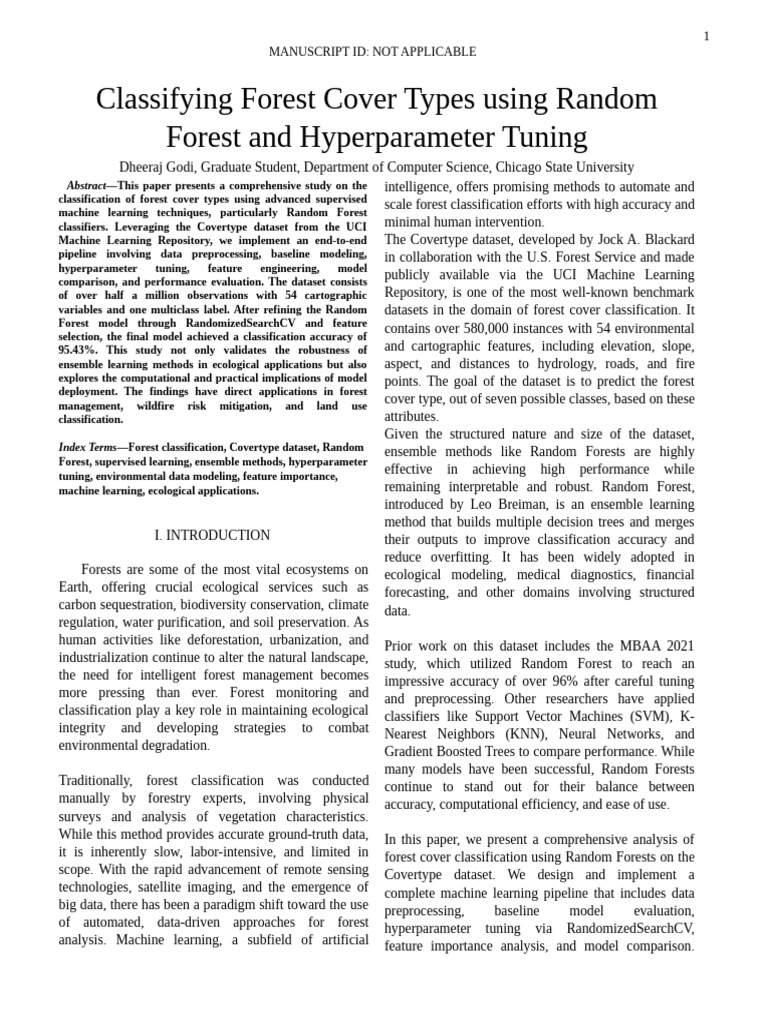 Classifying Forest Cover Types Using Random Forest and Hyperparameter ...