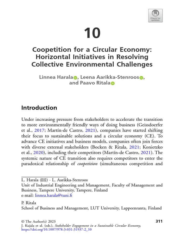 Coopetition for a Circular Economy Horizontal Init | PDF ...