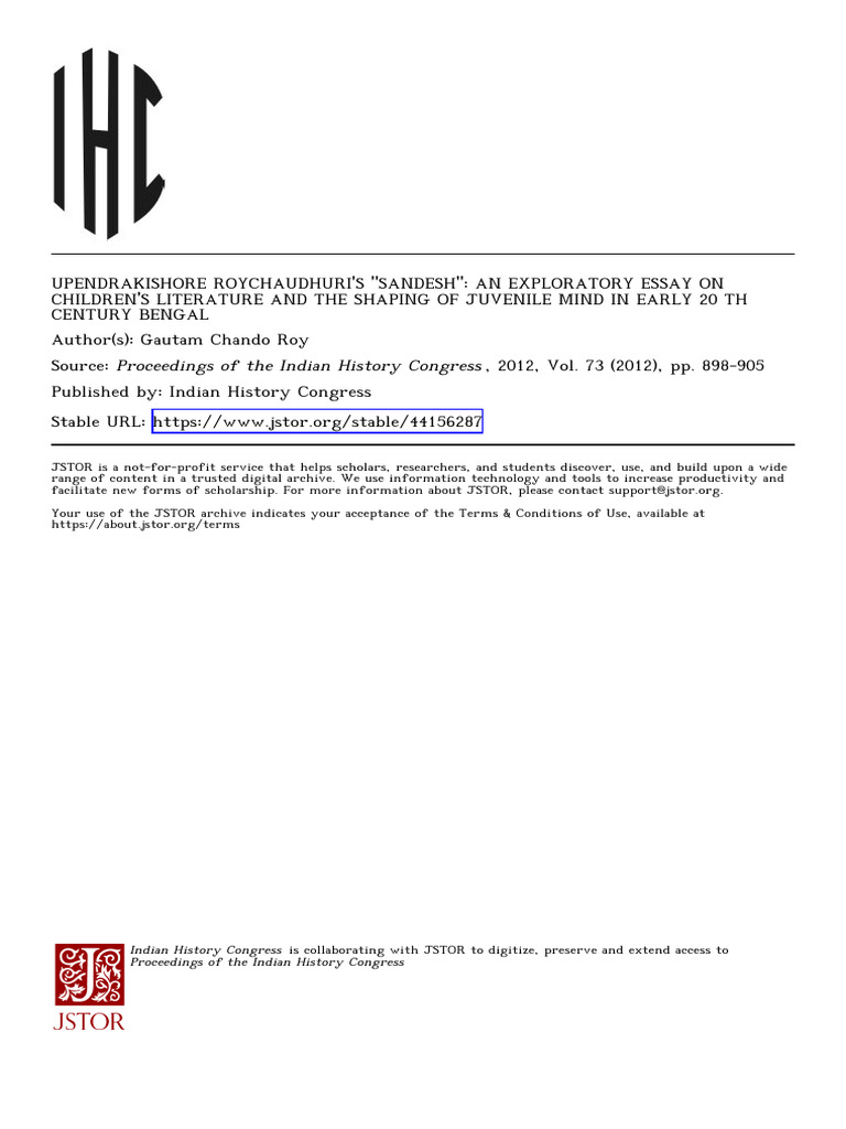 Gautam C Roy (2012). Sandesh_An Essay on Children's Literature and the ...