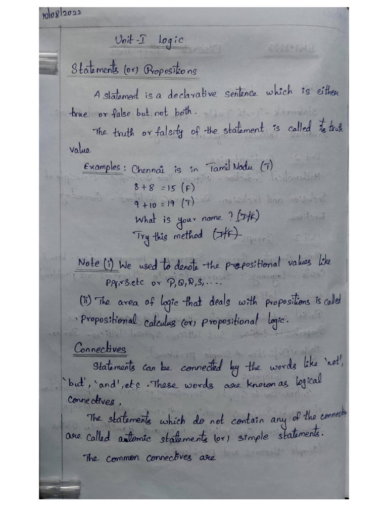 DISCRETE MATHS UNIT-1(1) | PDF