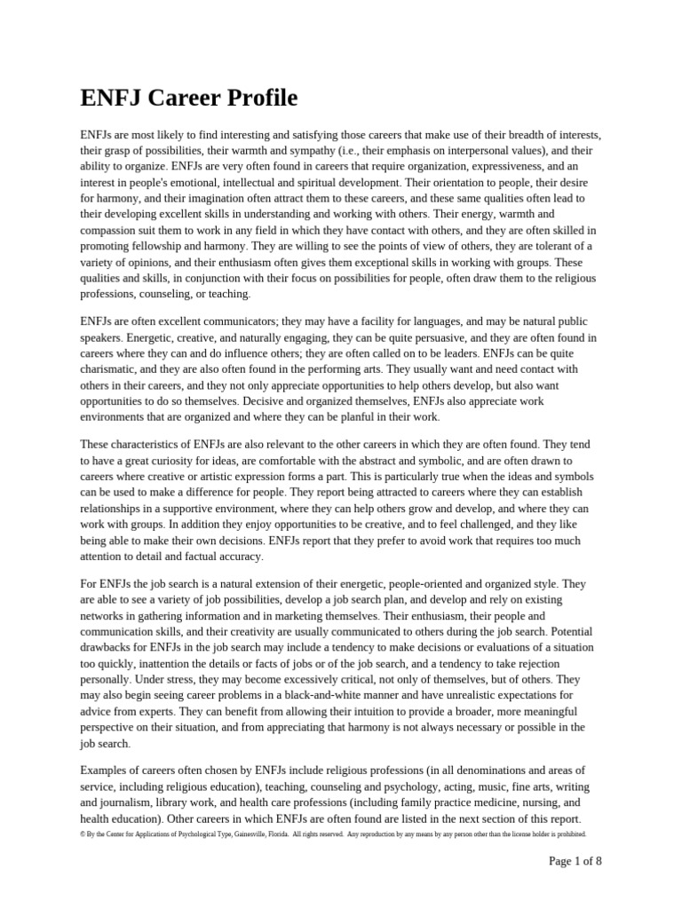 ENFJ-Career-Profile | PDF | Decision Making | Information