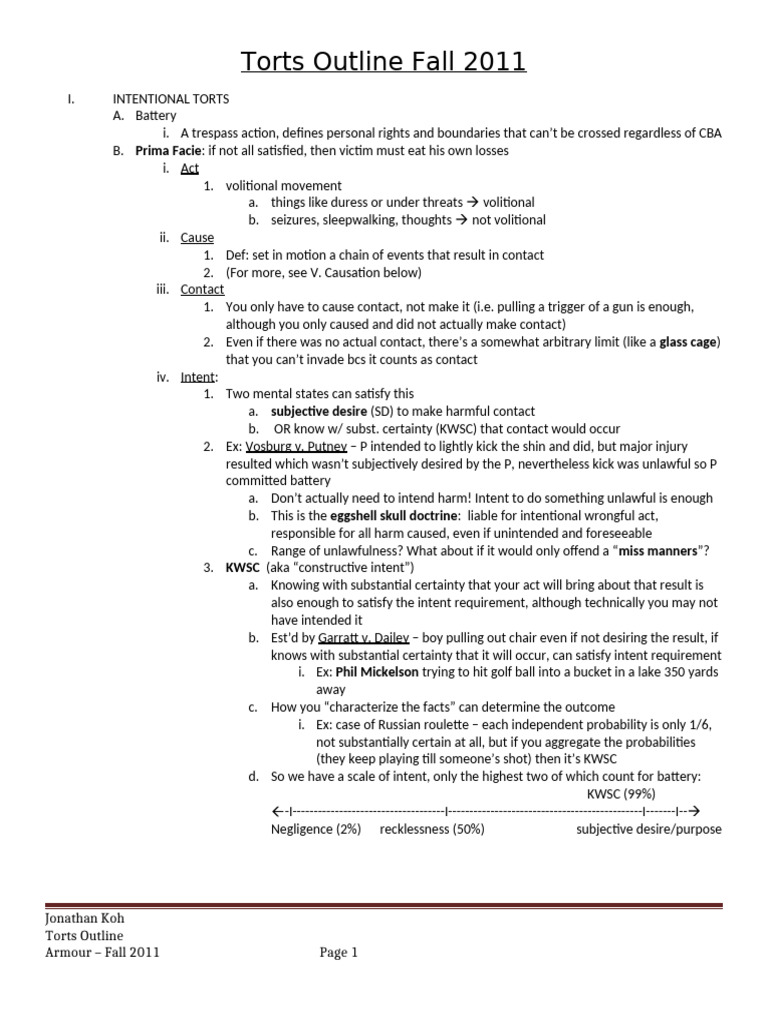 Armour Torts 3 | PDF | Negligence | Tort