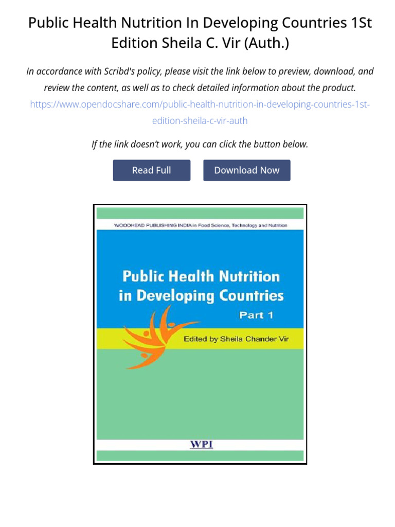 Public Health Nutrition in Developing Countries 1st Edition Sheila C ...