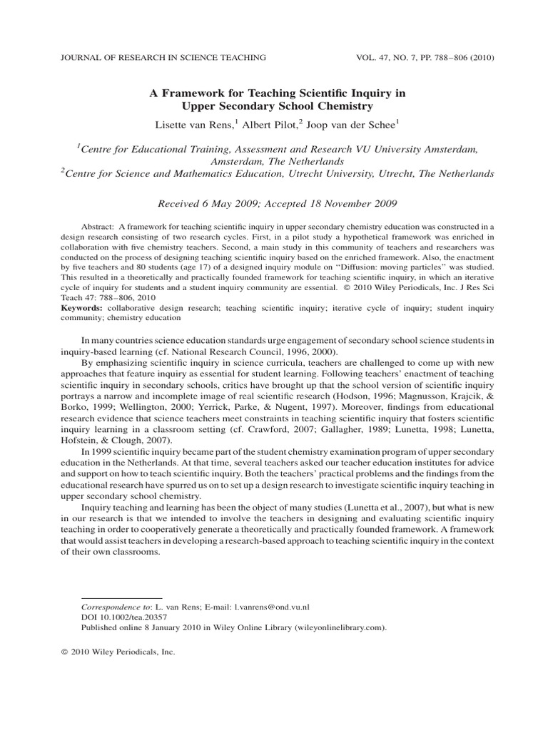 2010 (W19) Van Rens Pilot Van Der Schee Inquiry JRST | PDF | Scientific ...
