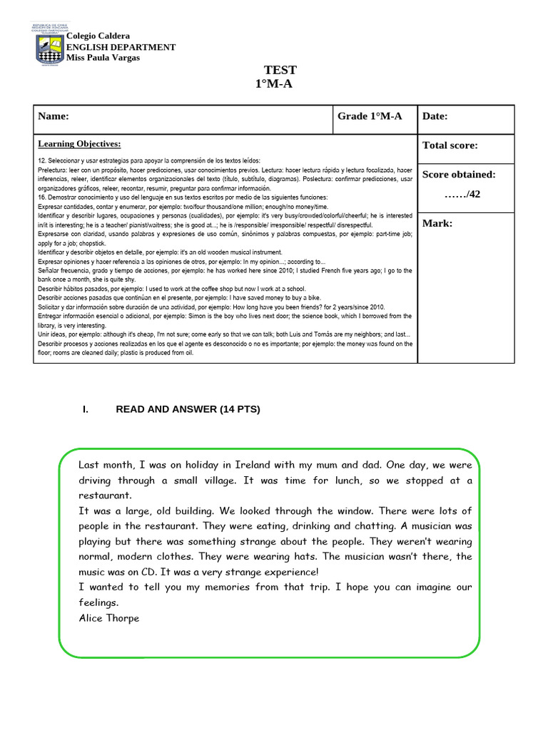 1ma Presente Perfecto | PDF