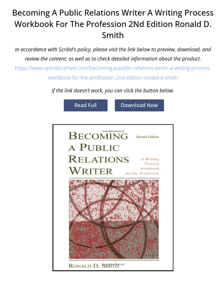 Becoming a Public Relations Writer A Writing Process Workbook for the ...