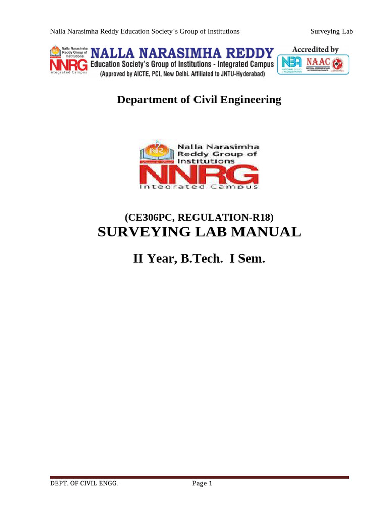 SURVEY LAB MANUAL R18 | PDF | Surveying | Geometric Measurement