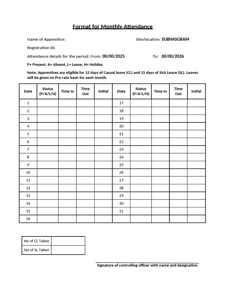 Attendance Format | PDF