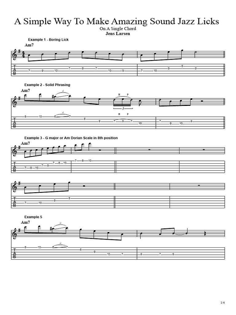 A Simple Way To Make Amazing Jazz Licks On A Single Chord | PDF ...