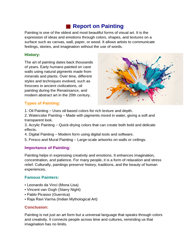 Colorful Painting Report | PDF