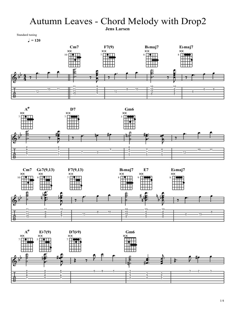 Autumn Leaves Chord Melody With Drop2 | PDF | Elements Of Music | Music ...