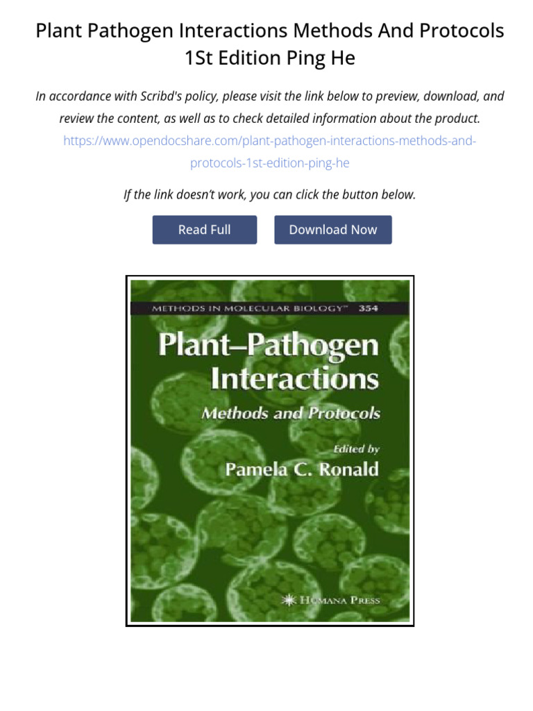 Plant Pathogen Interactions Methods and Protocols 1st Edition Ping He ...