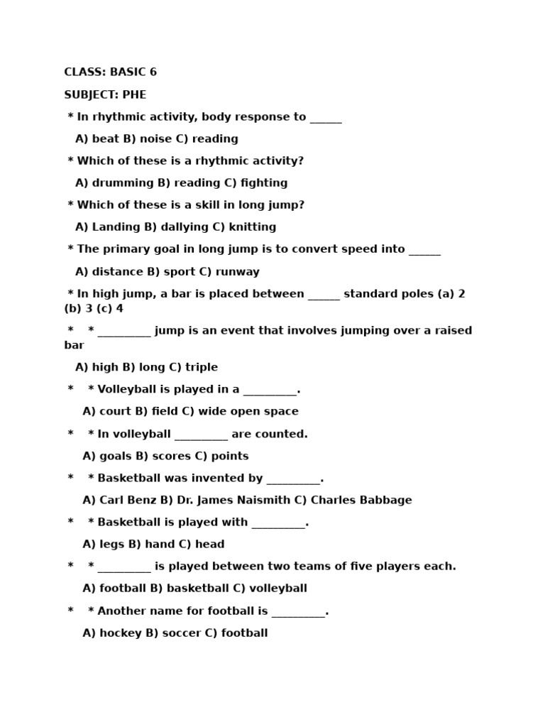 Basic 6 PHE, Social Studies, C.R.K. Tests | PDF