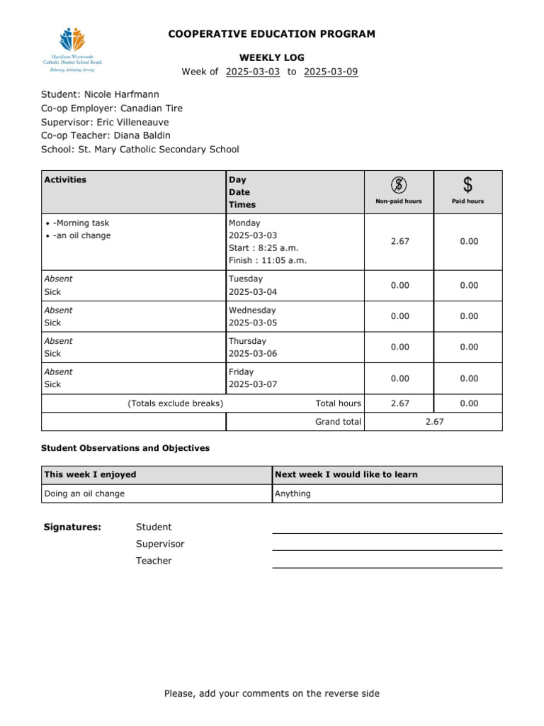 Log Sheet - 2025-03-03 | PDF