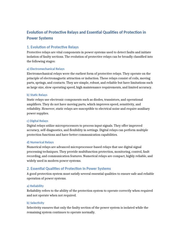 Evolution of Protective Relays in Power Systems | PDF | Relay ...
