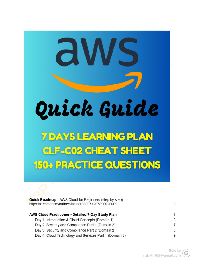 AWS Cloud Practitioner 7-Day Study Plan | PDF | Amazon Web Services ...