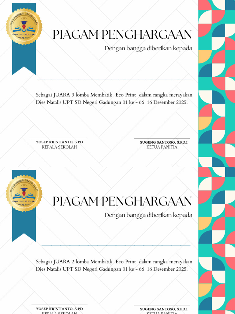 Putih Modern Minimalis Piagam Penghargaan | PDF