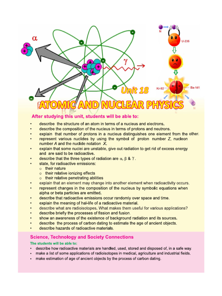 Atomic and Nuclear Physics (Unit # 18) | PDF