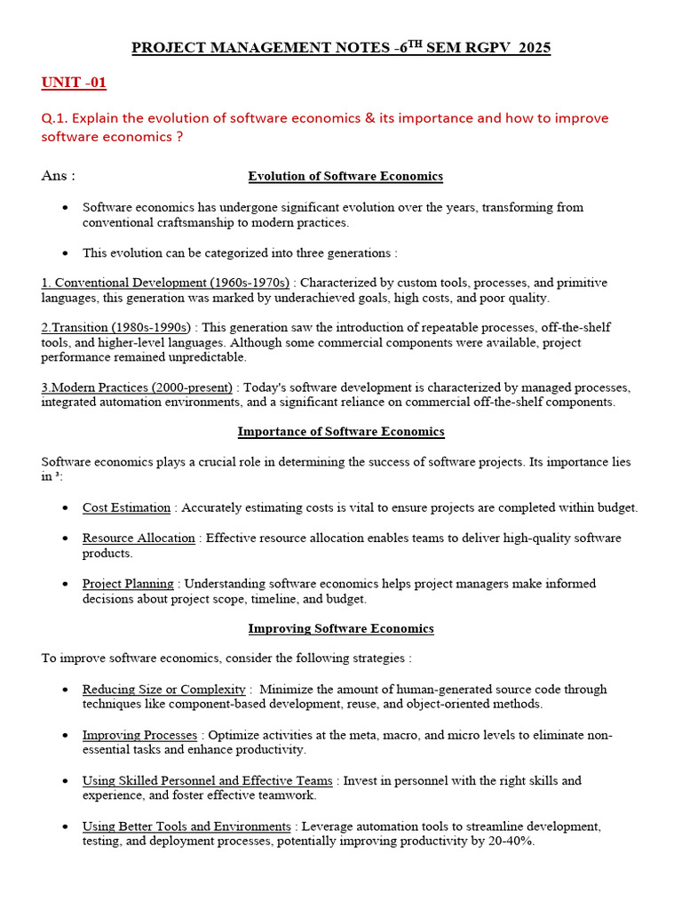 Project Management Notes | PDF | Software Development Process | Software