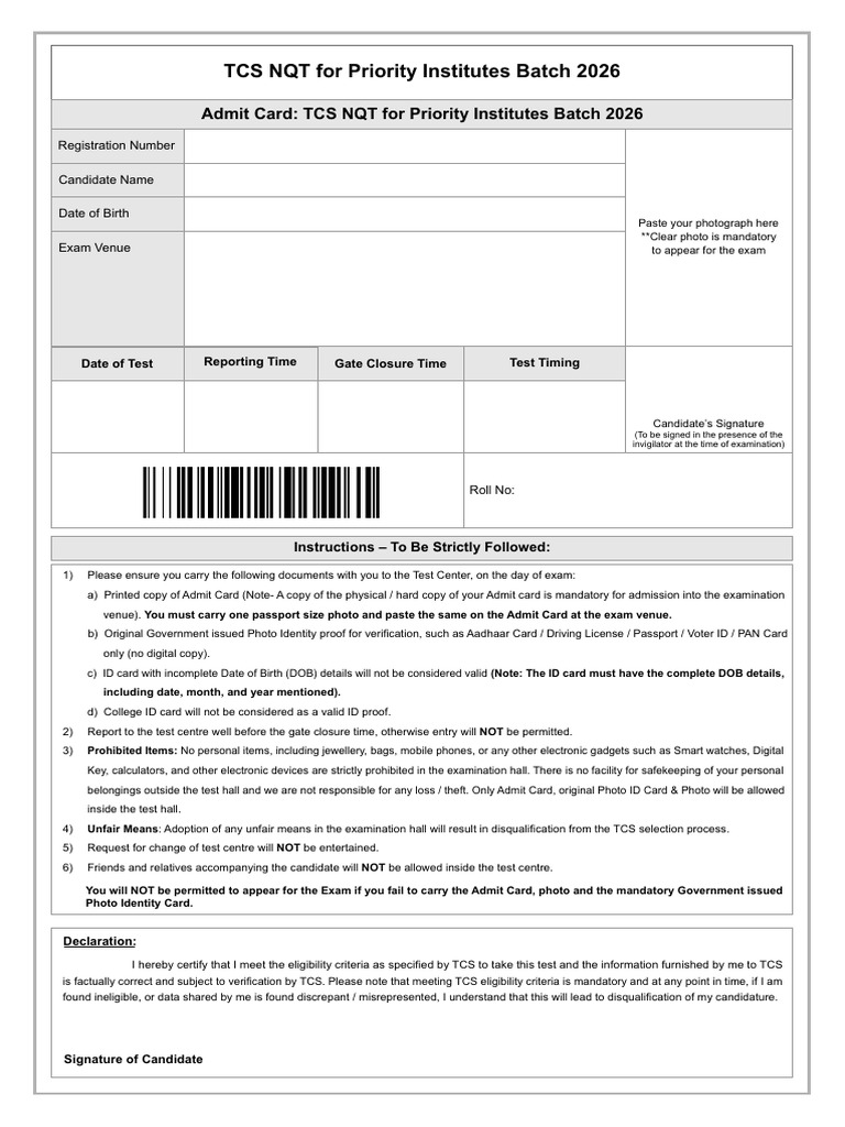 Admit Card | PDF | Identity Document | Access Control