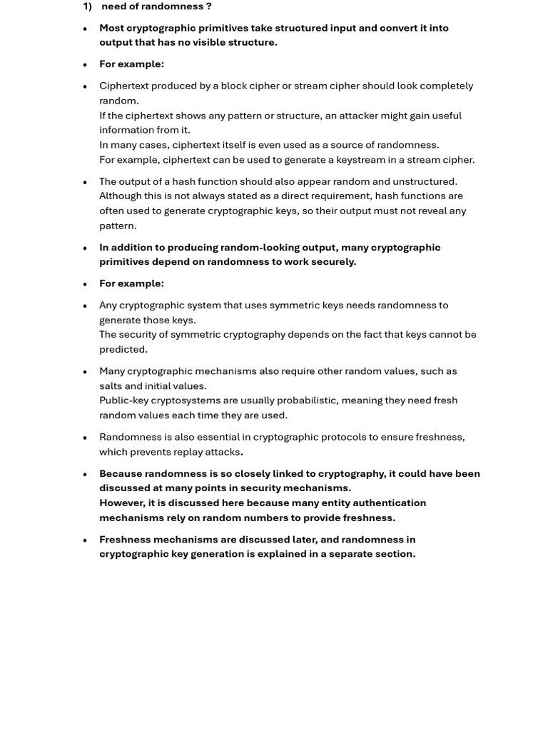 randomness notes ins | PDF | Cryptography | Key (Cryptography)