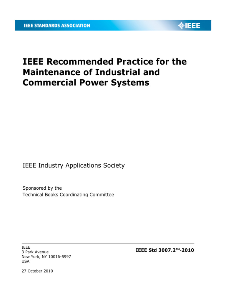 IEEE Recommended Practice For The Maintenance of Industrial and ...