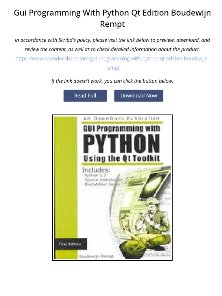 GUI Programming with Python QT Edition Boudewijn Rempt | PDF | Integrated Development ...