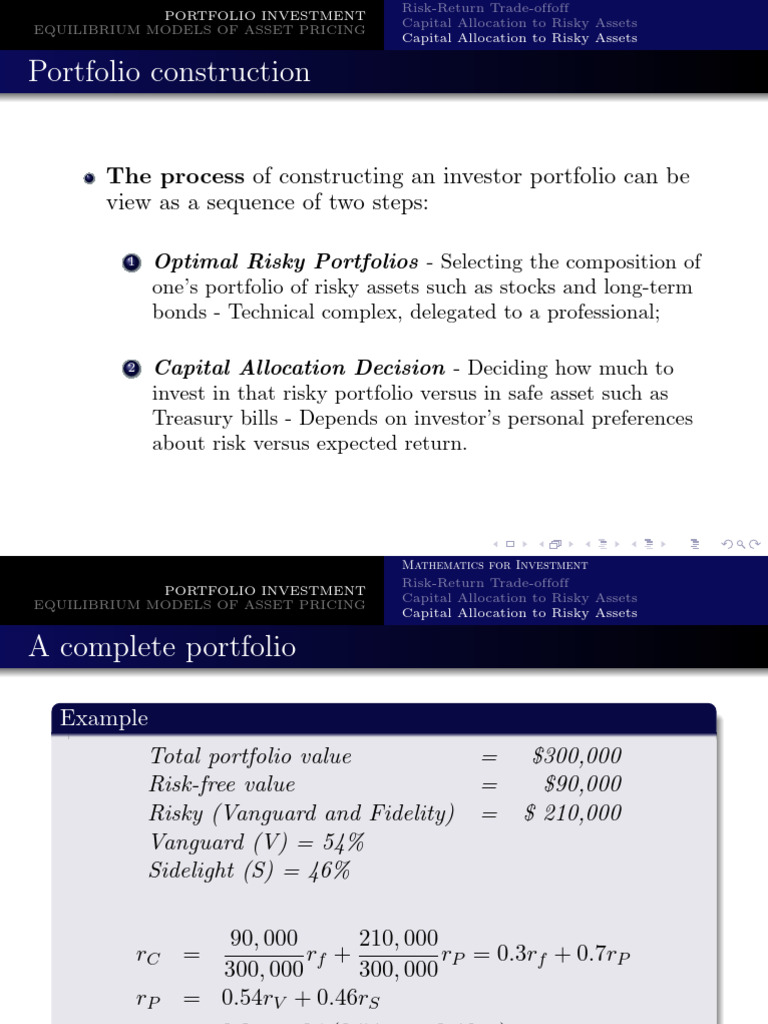 Portfolio Investment and Asset Pricing | PDF | Capital Asset Pricing ...