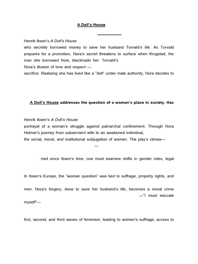 A Doll's House by Henrik Ibsen | PDF | A Doll's House | Feminism