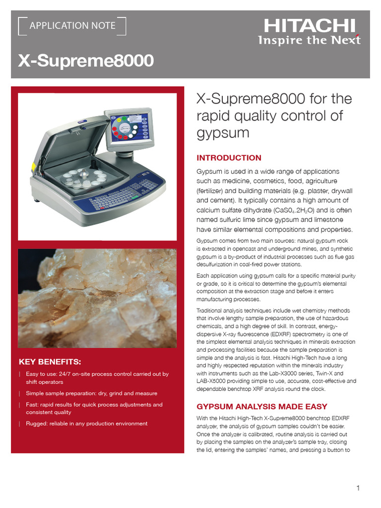 Application Note - X-Supreme8000 Rapid analysis of gypsum | PDF ...