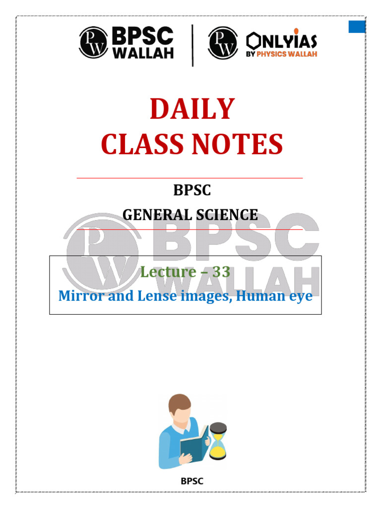General Science 33 : Daily Class Notes (English) | PDF | Sphere | Mirror