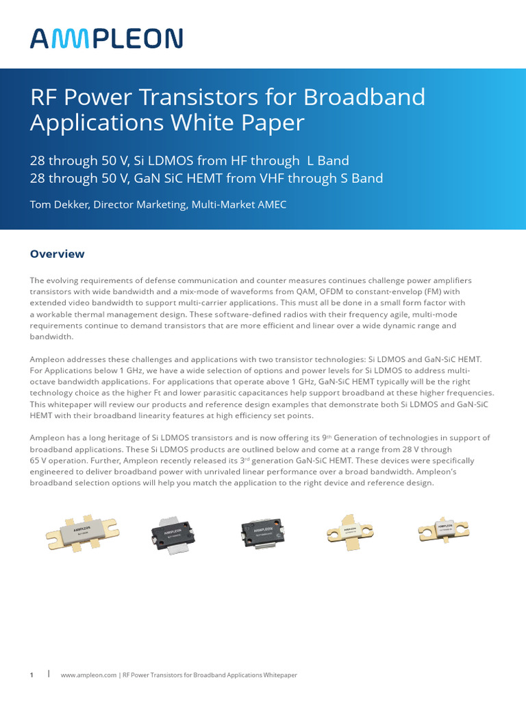 RF Power Transistors for Broadband Use | PDF | Amplifier | Transistor
