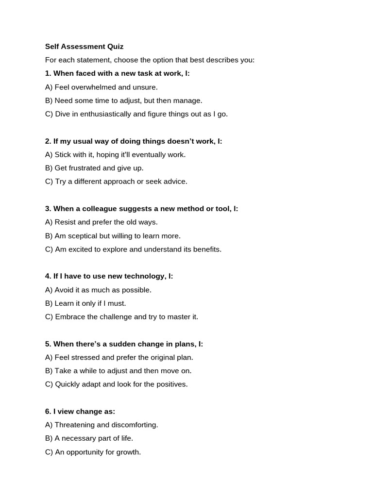 Chapter 35 - Adaptability and Flexibility - Self Asst Quiz | PDF