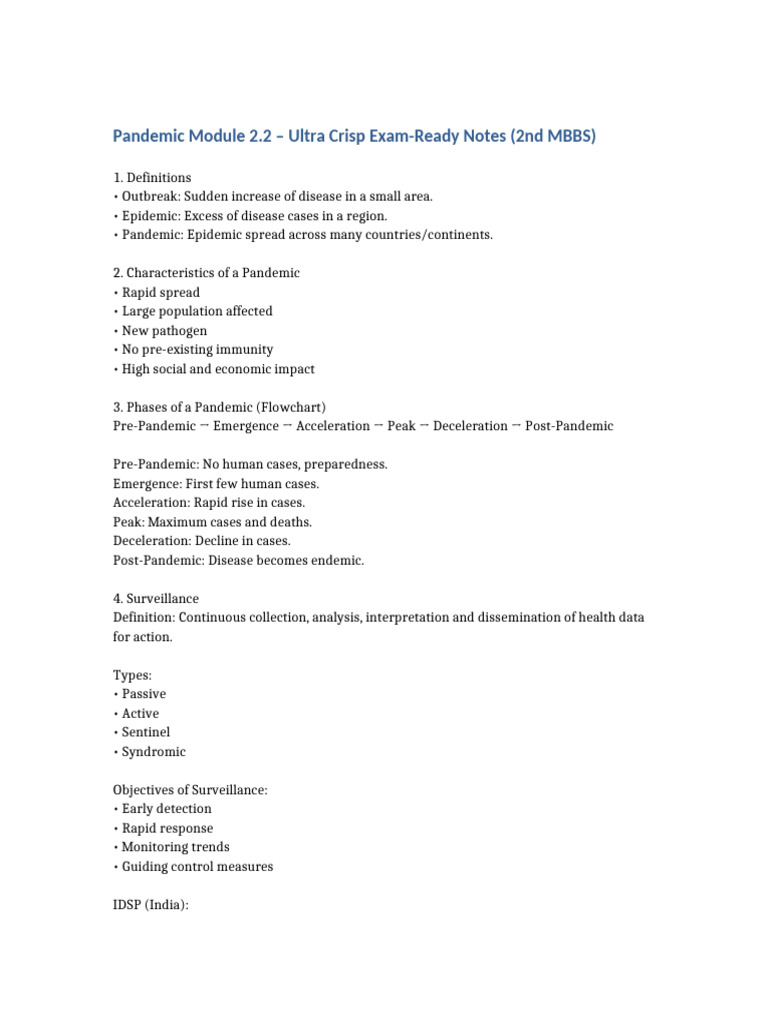 Pandemic Module 2.2 Ultra Crisp Notes | PDF | Epidemics | Human ...