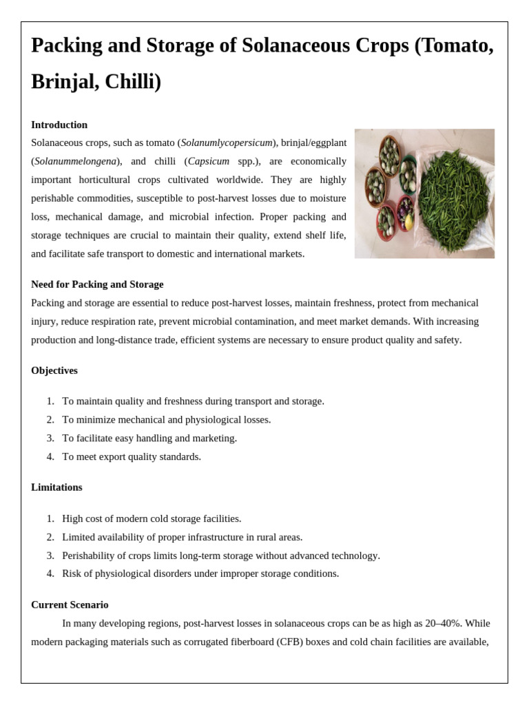 Packing and Storage for Solanaceous Crops | PDF | Refrigeration | Humidity