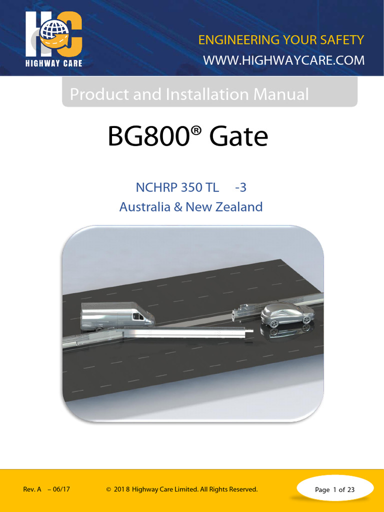 Bg800 Gate System - NCHRP 350 Tl3 (Highway Care) | PDF | Concrete