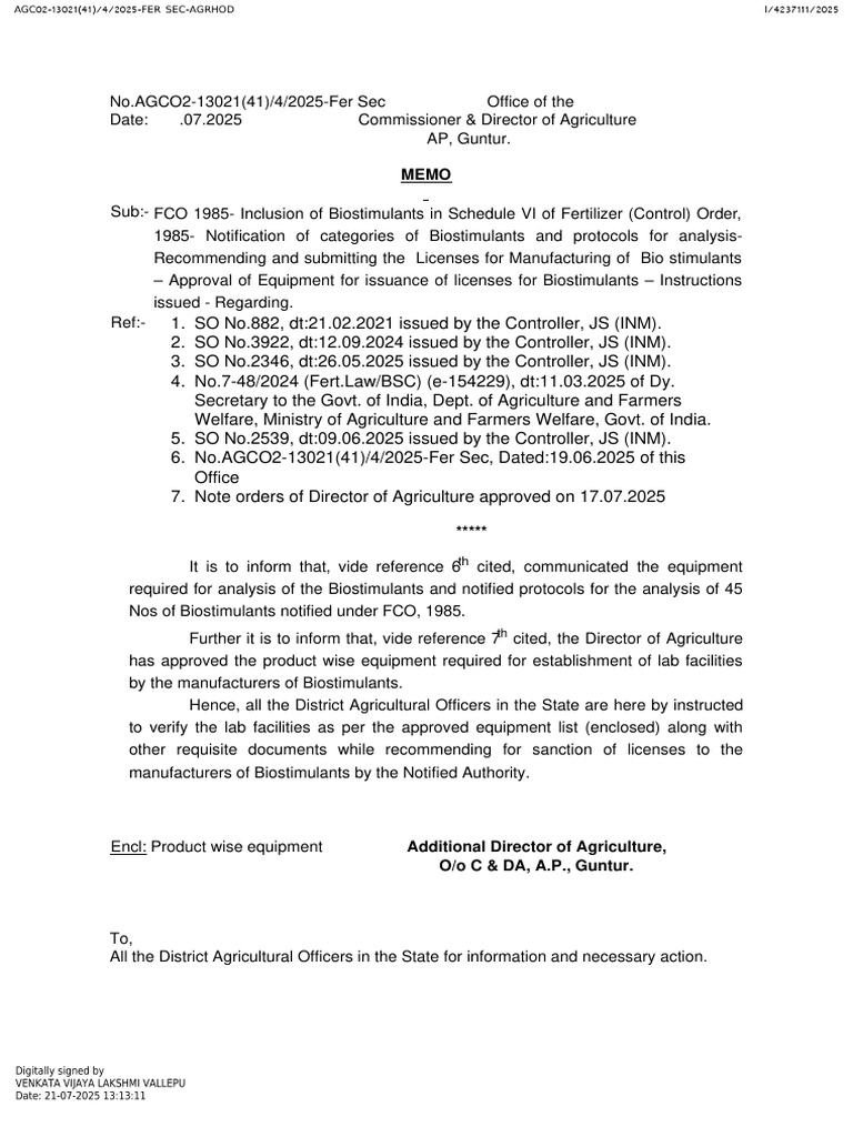 BIOSTIMULANTS MEMO TO DAOS CHECK LISTS AND SOs | PDF | Pump | High ...