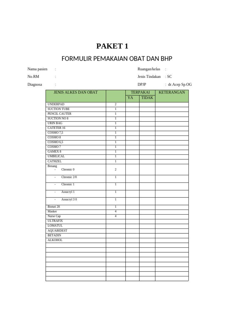 Formulir Paket 1,2,3,4,5 | PDF