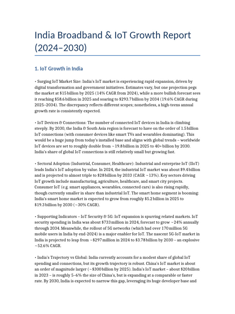 Full India Broadband IoT Growth Report | PDF | Fiber To The X ...
