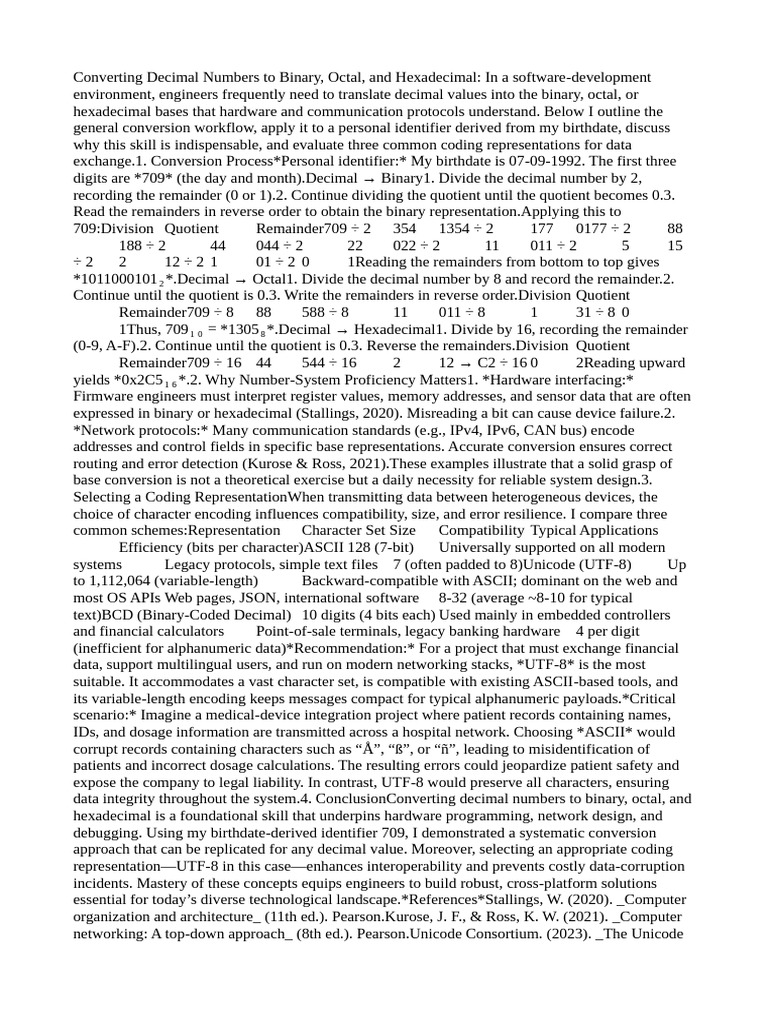 Converting Decimal Numbers | PDF | Character Encoding | Binary Coded ...